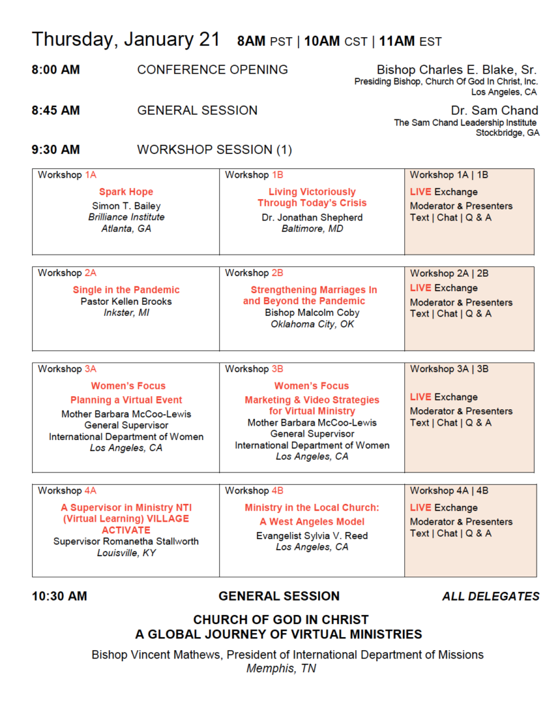 Schedule – Leadership Conference