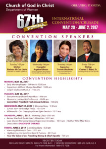 2017 Convention Speaker Schedule - International COGIC Women's Department