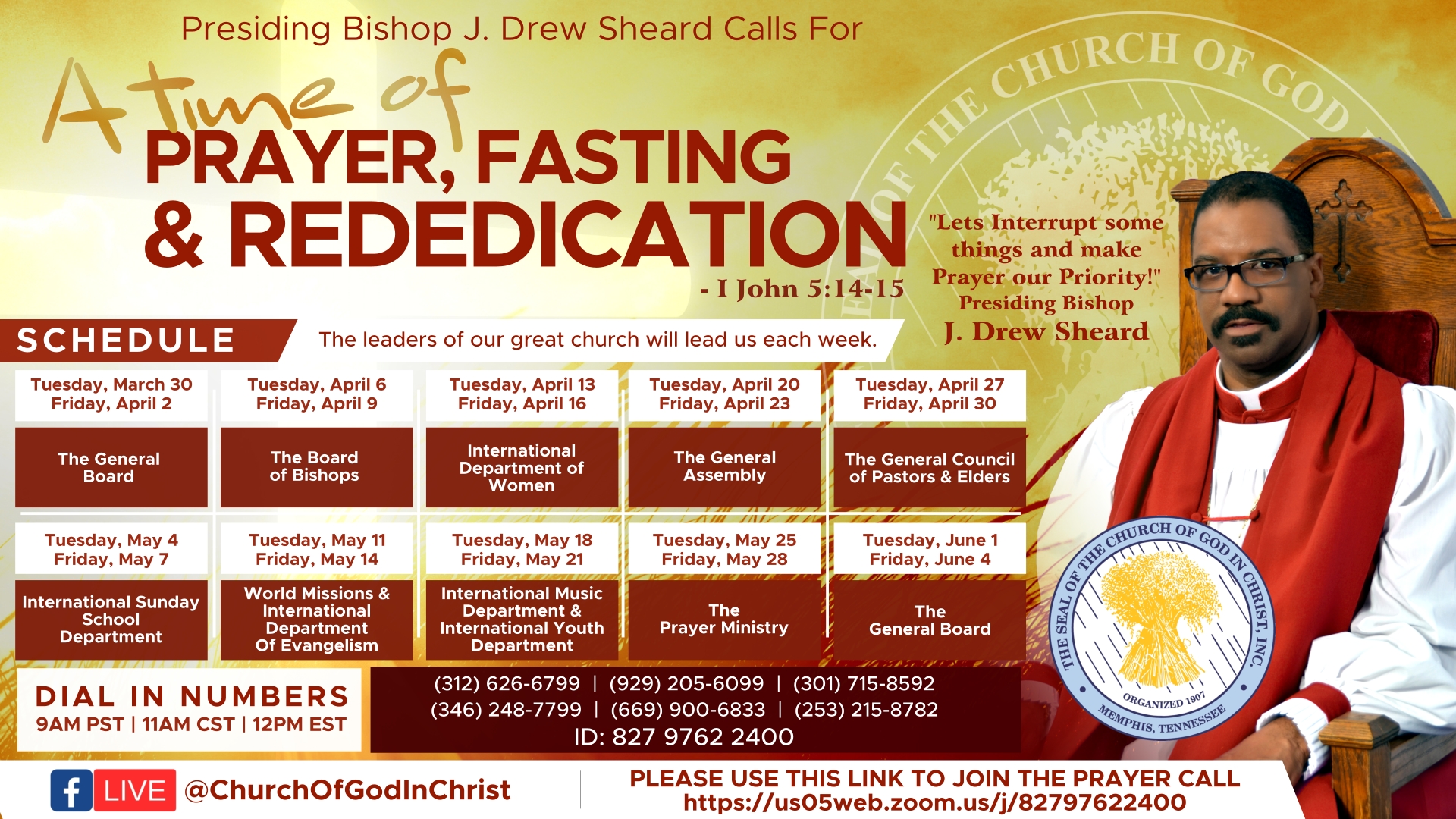 Presiding Bishop Calls for a Time of Prayer, Fasting & Rededication ...