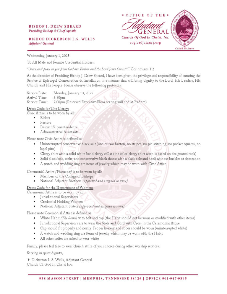 Letter from the Adjutant General’s Letter to Credential Holders for ...